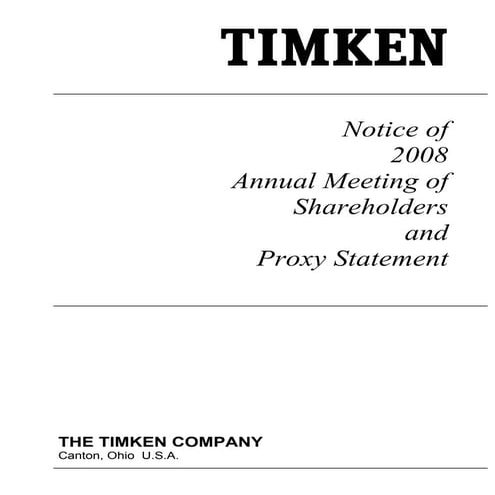 timken 2008Proxy | PDF