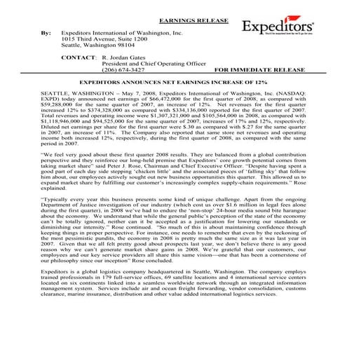 Expeditors International of Washington, 1st05qer | PDF