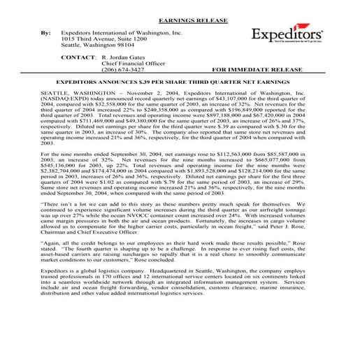 Expeditors International of Washington, 2nd02qer | PDF