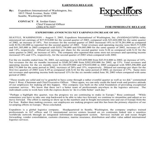Expeditors International of Washington, 2nd02qer | PDF