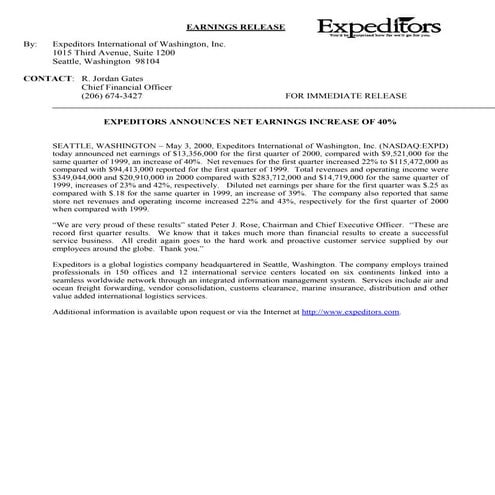 Expeditors International of Washington, 4th98qer | PDF