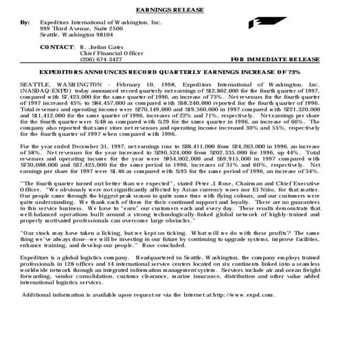 Expeditors International of Washington, 4th97qer | PDF