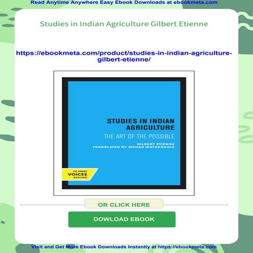 Studies in Indian Agriculture Gilbert Etienne | PDF