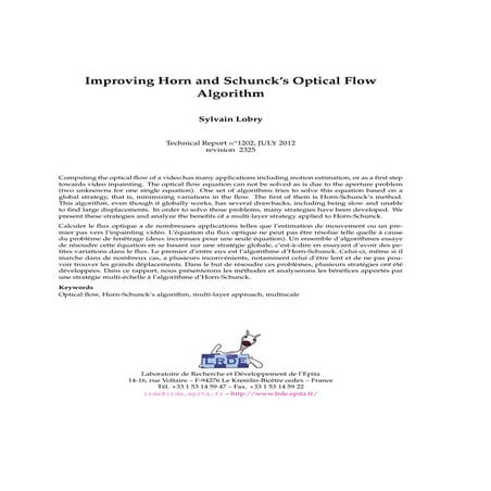 Improving Horn and Schunck’s Optical Flow Algorithm | PDF