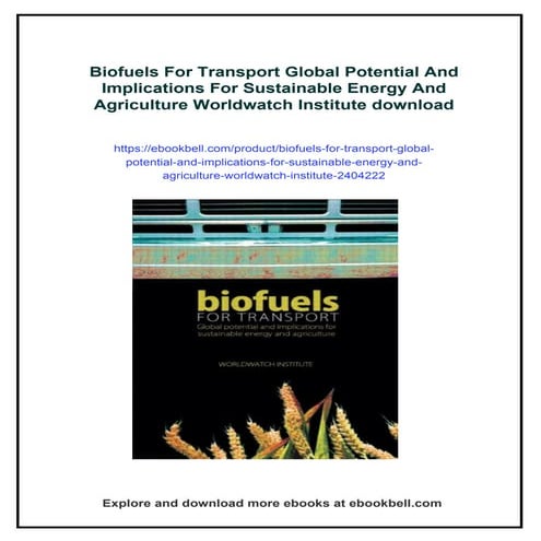 Biofuels For Transport Global Potential And Implications For ...