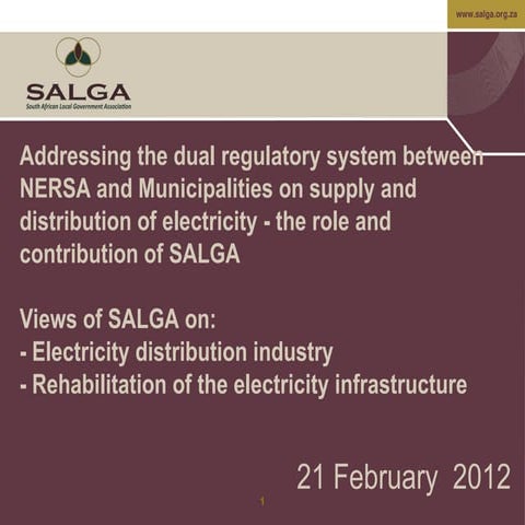 Regulatory system between NERSA and Municipalities | PPT
