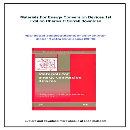 Materials For Energy Conversion Devices 1st Edition Charles C Sorrell | PDF