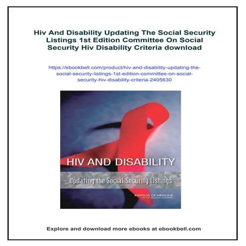Hiv And Disability Updating The Social Security Listings 1st Edition ...