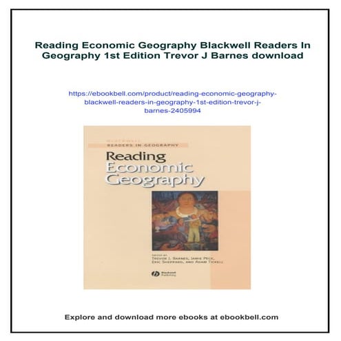 Reading Economic Geography Blackwell Readers In Geography 1st Edition ...