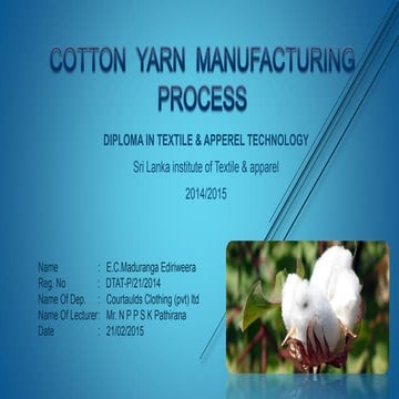 cotton yarn ppt | PPTX