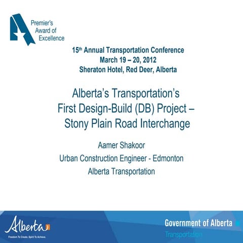 Alberta Transportation's First Design-Build (DB) Project - Stony Plain ...