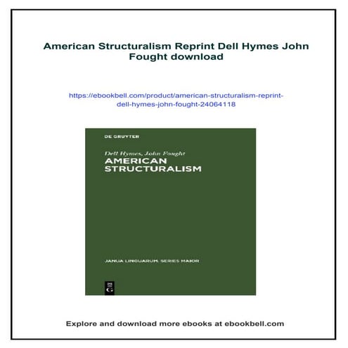 American Structuralism Reprint Dell Hymes John Fought | PDF