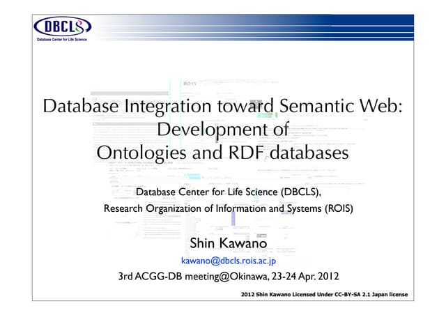 Database Integration Toward Semantic Web Development Of Ontologies And Rdf Databases Pdf
