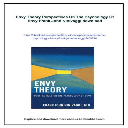 Envy Theory Perspectives On The Psychology Of Envy Frank John Ninivaggi ...
