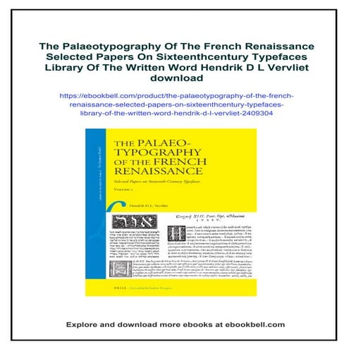 The Palaeotypography Of The French Renaissance Selected Papers On ...