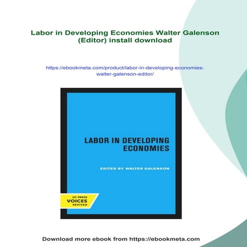 Labor in Developing Economies Walter Galenson (Editor) | PDF