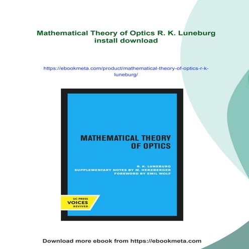 Mathematical Theory of Optics R. K. Luneburg | PDF