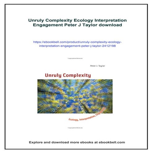 Unruly Complexity Ecology Interpretation Engagement Peter J Taylor | PDF