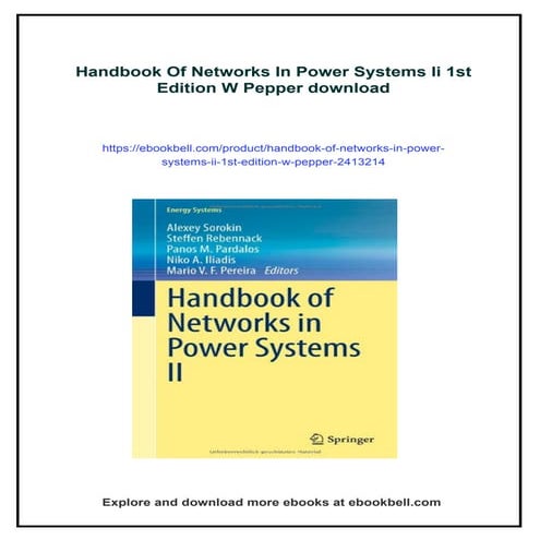 Handbook Of Networks In Power Systems Ii 1st Edition W Pepper | PDF
