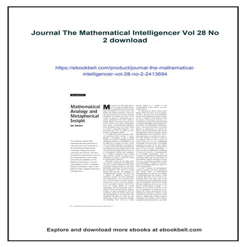 Journal The Mathematical Intelligencer Vol 28 No 2 | PDF