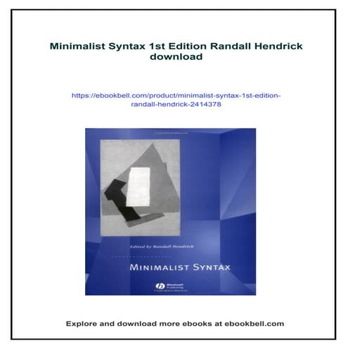 Minimalist Syntax 1st Edition Randall Hendrick Pdf