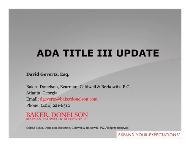 "Title II & Title III of the ADA" by Robert Finer- Adapted Aquatics C…