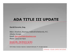 "Title II & Title III of the ADA" by Robert Finer- Adapted Aquatics ...