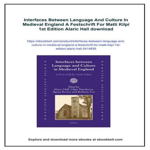 Interfaces Between Language And Culture In Medieval England A ...
