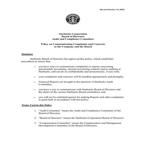 starbucks Concerns_or_Complaints_Procedure | PDF