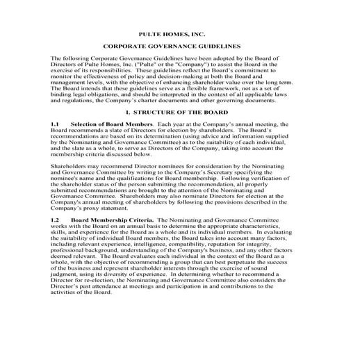 GM_Corporate Governance_Corporate Governance Guidelines | PDF