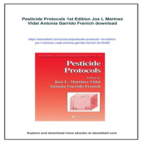 Pesticide Protocols 1st Edition Jos L Martnez Vidal Antonia Garrido ...
