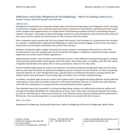 Efficient and Safe Shipboard Firefighting – More Cooling with Less ...