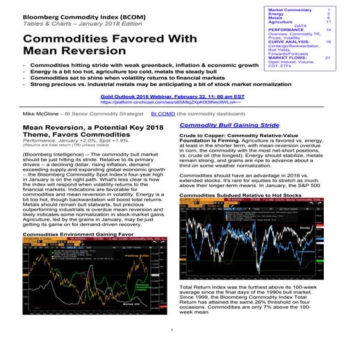 Bloomberg Commodity Index: January 2018 Report | PDF