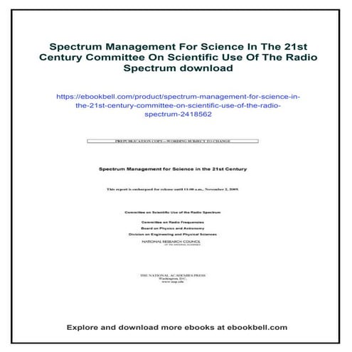 Spectrum Management For Science In The 21st Century Committee On Scientific Use Of The Radio ...