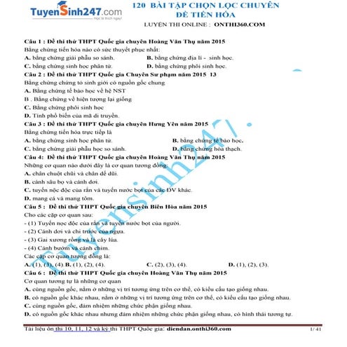 120 bai tap_chon_loc_chuyen_de_tien_hoa_co_loi_giai_chi_tiet | PDF