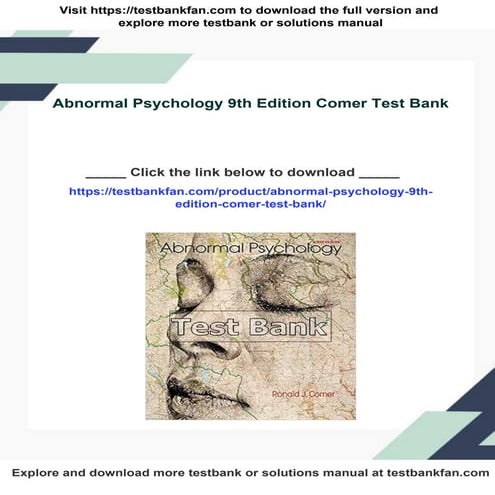 Abnormal Psychology 9th Edition Comer Test Bank | PDF
