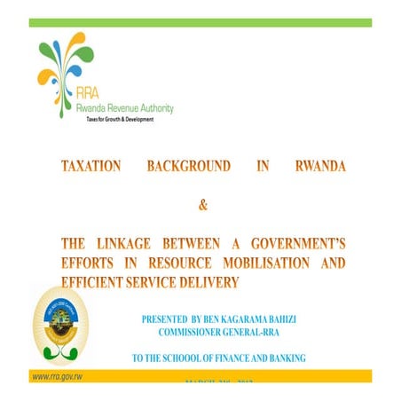 Taxation Background in Rwanda and The Linkage Between a Government’s ...