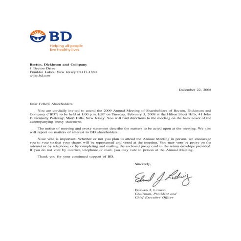 becton dickinson proxy2009 | PDF