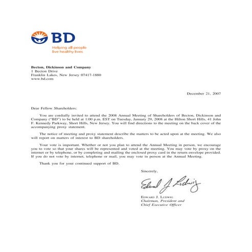becton dickinson proxy2008 | PDF