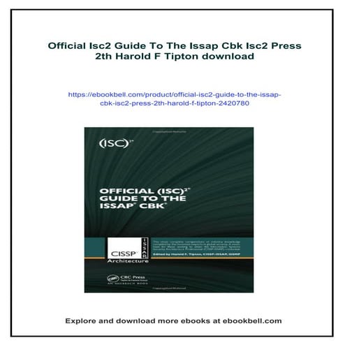 Official Isc2 Guide To The Issap Cbk Isc2 Press 2th Harold F Tipton | PDF