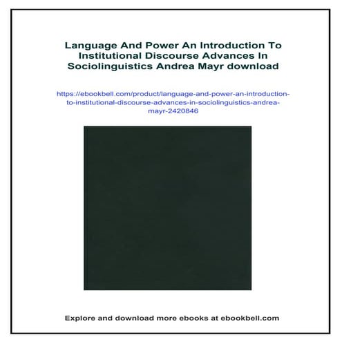 Language And Power An Introduction To Institutional Discourse Advances ...