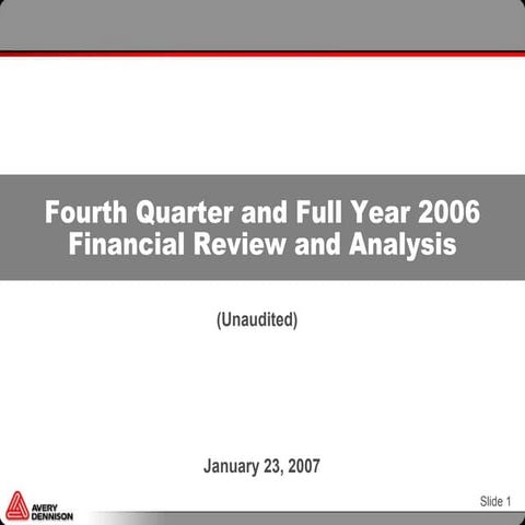 AVYFourthQuarter2006FinancialReviewandAnalysis | PDF