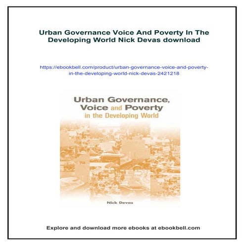 Urban Governance Voice And Poverty In The Developing World Nick Devas | PDF