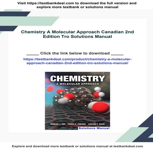 Chemistry A Molecular Approach Canadian 2nd Edition Tro Solutions ...