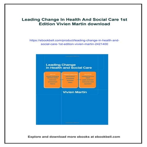 Leading Change In Health And Social Care 1st Edition Vivien Martin | PDF