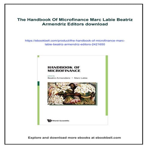 The Handbook Of Microfinance Marc Labie Beatriz Armendriz Editors | PDF