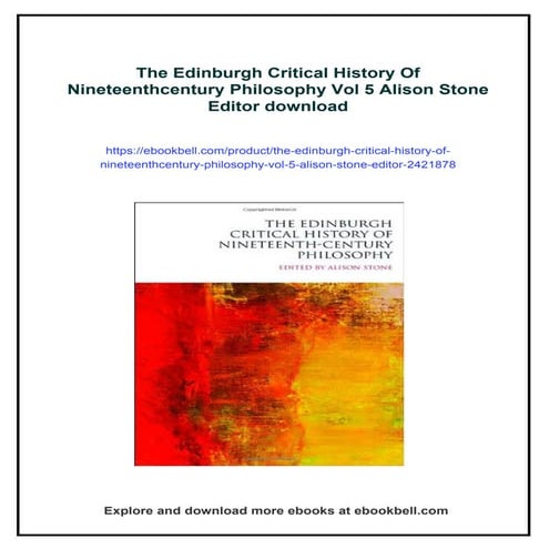 The Edinburgh Critical History Of Nineteenthcentury Philosophy Vol 5 ...
