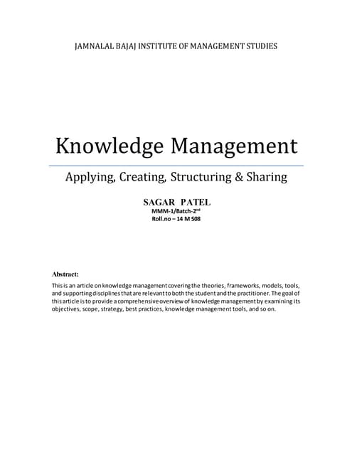 Knowledge management | PPTX