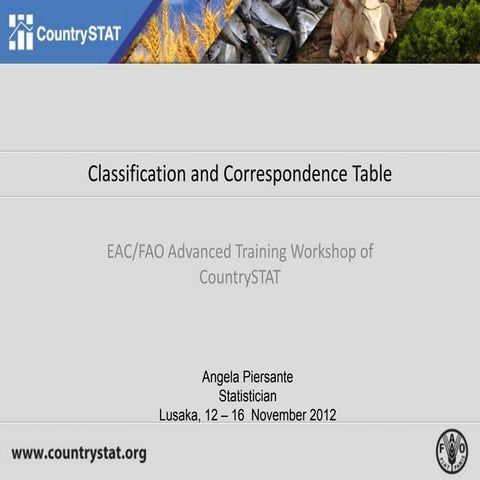 Classification and Correspondence Table Lusaka, 12-16 November 2012 | PPT
