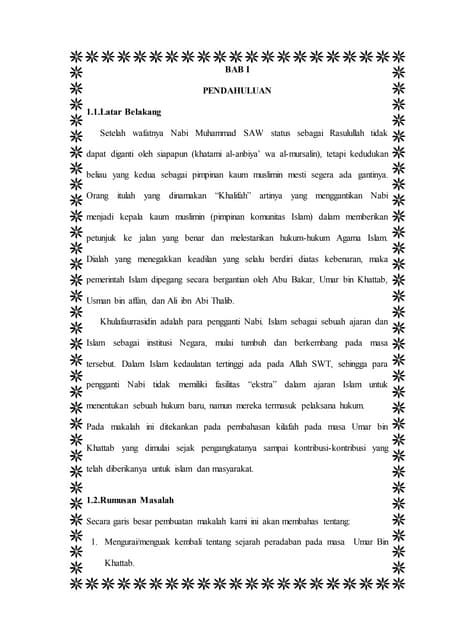 PEMBAHARUAN YANG BERLAKU DI ZAMAN KHALIFAH UMAR AL- KHATTAB | DOCX